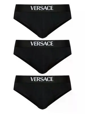Versace Logo-waistband Briefs - Black