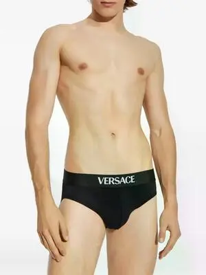 Versace Logo-waistband Briefs - Black