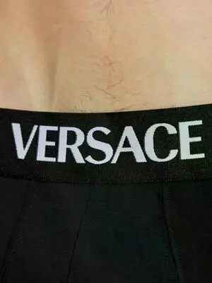 Versace Logo-waistband Briefs - Black