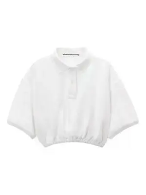 Alexander Wang Elasticated-hem Cropped Polo Top - White