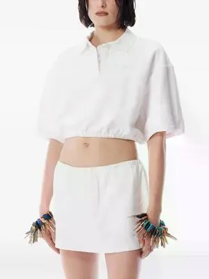 Alexander Wang Elasticated-hem Cropped Polo Top - White