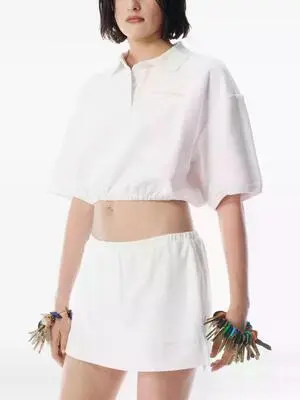Alexander Wang Elasticated-hem Cropped Polo Top - White