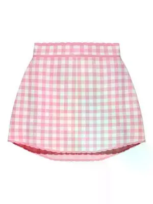 LoveShackFancy Gingham Scallop-hem Mini Skirt