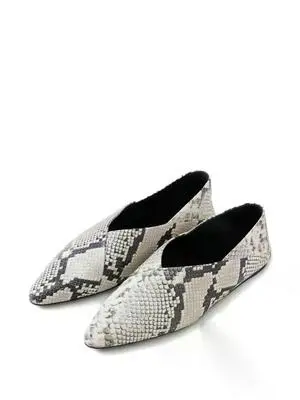 Closed Snake-print Ballet Flats