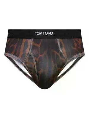 TOM FORD Leopard-print Briefs - Brown