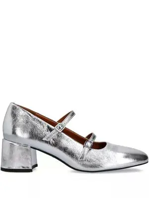 VAGABOND SHOEMAKERS Adison Double-buckle Metallic Leather Pumps - Silver
