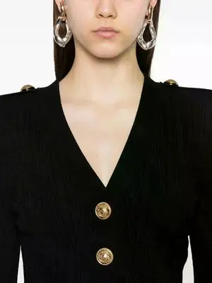 Balmain Ribbed Button-up Cardigan - Black