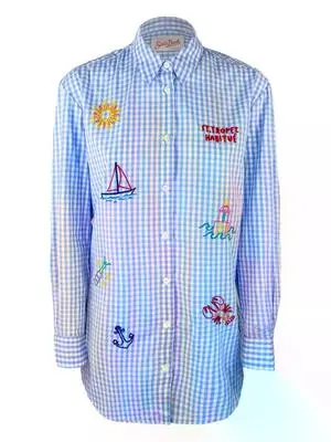 MC2 SAINT BARTH Gingham Embroidered Shirt
