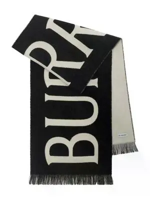 Burberry Logo-jacquard Wool Scarf - Black