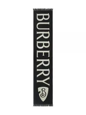 Burberry Logo-jacquard Wool Scarf - Black