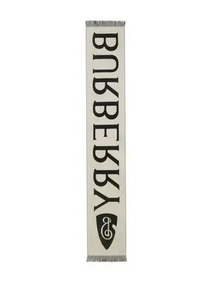 Burberry Logo-jacquard Wool Scarf - Black