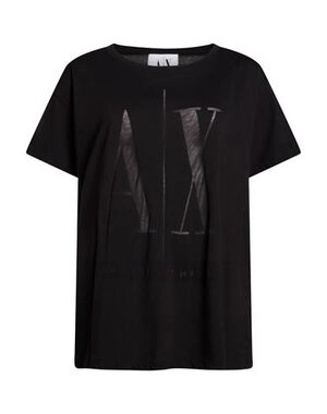 Armani Exchange Cotton And Polyester T-shirt With Logo Print - Black
