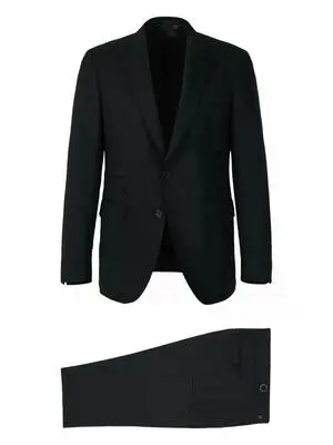 Scabal Two-button Flap-pocket Suit - Black
