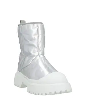 Hogan Padded Ankle Boots In Metallic Leather - Silver