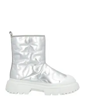 Hogan Padded Ankle Boots In Metallic Leather - Silver