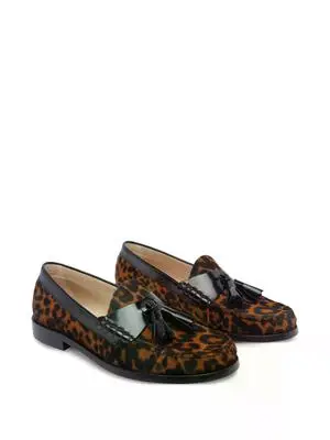 STUART WEITZMAN Tassel-embellished Leopard-print Loafers - Brown