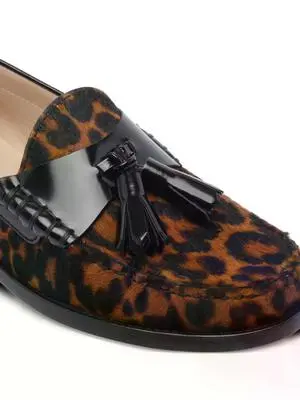 STUART WEITZMAN Tassel-embellished Leopard-print Loafers - Brown