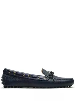 Car Shoe Grained Leather Driving Shoes - Blue