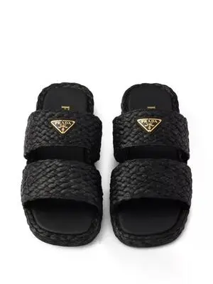 Prada Raffia Slides