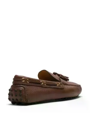 Car Shoe Tassel Leather Driving Shoes - Brown