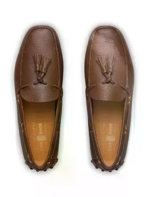 Car Shoe Tassel Leather Driving Shoes - Brown