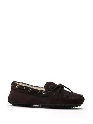 Car Shoe Bow-detail Suede Loafers