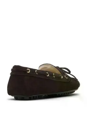 Car Shoe Bow-detail Suede Loafers