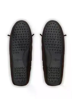 Car Shoe Bow-detail Suede Loafers