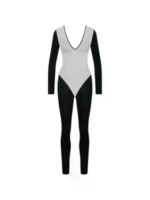 MAISON CLOSE Long-sleeve Backless Catsuit With Sheer Panels - Black