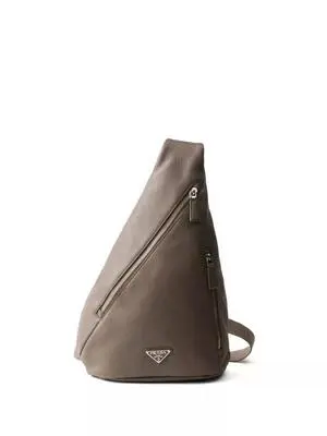 Prada Grained Leather Crossbody Bag - Grey