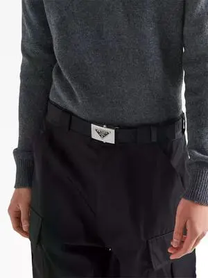 Prada Triangle-logo Woven Belt
