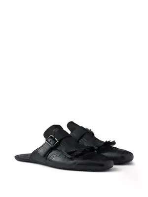 Prada Shuffle Fringed Leather Mules