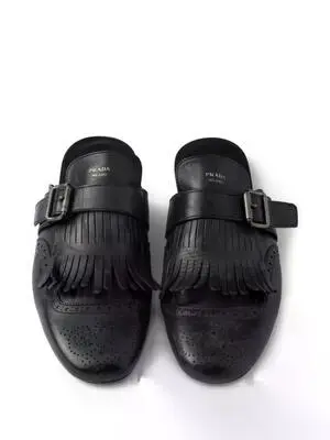 Prada Shuffle Fringed Leather Mules