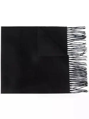 Moschino Logo-embroidered Fringed Scarf - Black