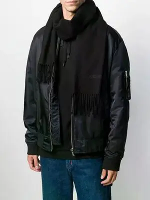 Moschino Logo-embroidered Fringed Scarf