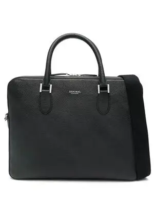 ASPINAL OF LONDON Pebbled Leather Briefcase - Black