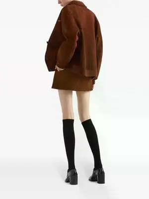 Prada Logo-patch Suede Miniskirt