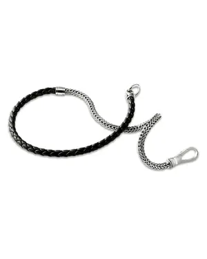 John Hardy Sterling Silver Icon Braided Leather Double Wrap Bracelet - Black