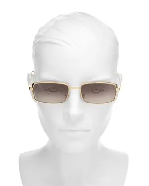 Dior Rectangle Sunglasses, 55mm - Nickel/smoke