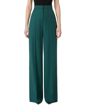 Max Mara Fernet Wide-leg Wool Pants - Dark Green