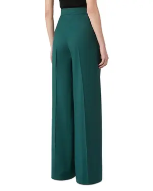 Max Mara Fernet Wide-leg Wool Pants - Dark Green