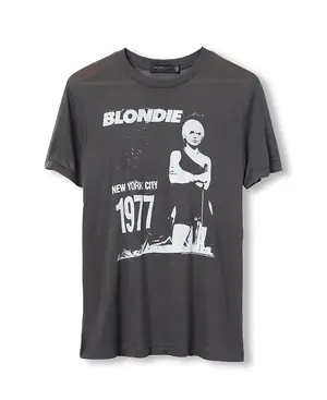 Junk Food Clothing Blondie 1977 Vintage Tissue Tee - Vintage Black