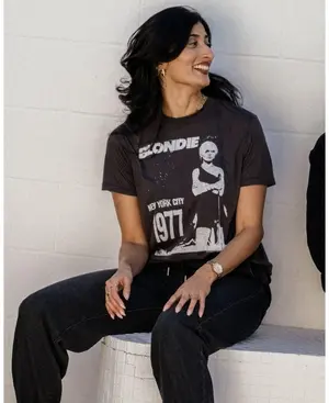 Junk Food Clothing Blondie 1977 Vintage Tissue Tee - Vintage Black