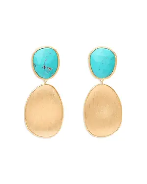 Marco Bicego 18k Yellow Gold Lunaria Turquoise Double Drop Earrings - Turquoise/gold