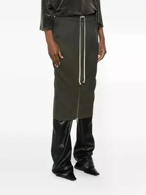 Rick Owens Drawstring Zip-front Midi Skirt - Green