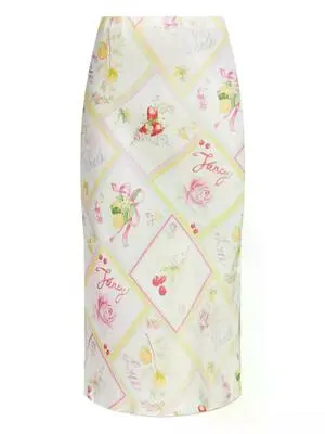 LoveShackFancy Fruit-print Bias-cut Skirt - Multicolour