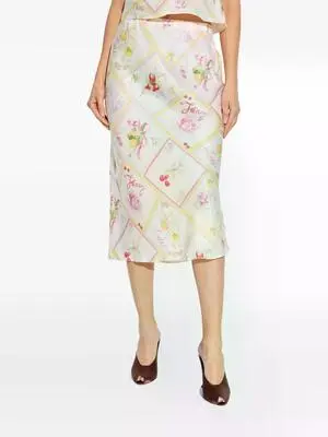 LoveShackFancy Fruit-print Bias-cut Skirt - Multicolour