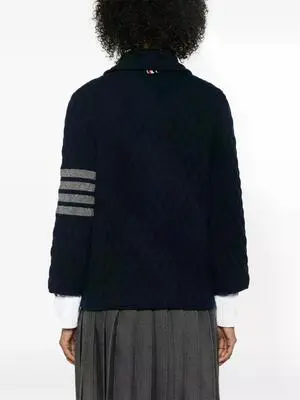 Thom Browne Quilted Merino Wool Jacquard 4-bar Work Jacket - Blue