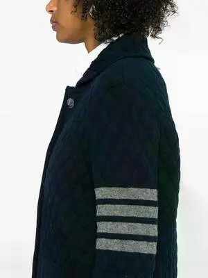 Thom Browne Quilted Merino Wool Jacquard 4-bar Work Jacket - Blue