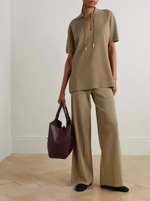 Max Mara Lama Ribbed Jersey Wide-leg Pants